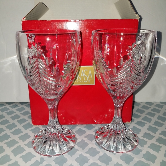 Mikasa | Dining | Mikasa Christmas Tree Lead Crystal Water Wine Goblets ...